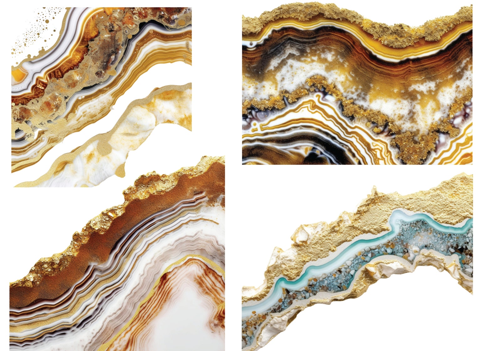 Agate Borders Digital Watercolor Clipart Green and Red With - Etsy