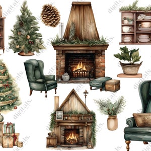 Watercolor Cozy Christmas Clipart, Cute Christmas Ornaments, Sweet ...