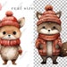 Cute Christmas Fox Clipart Bundle, Watercolor Winter Fox PNG, Woodland ...