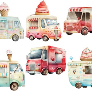 Watercolor Ice Cream Clipart, Summer Clipart, Ice Cream Truck Clip Art ...