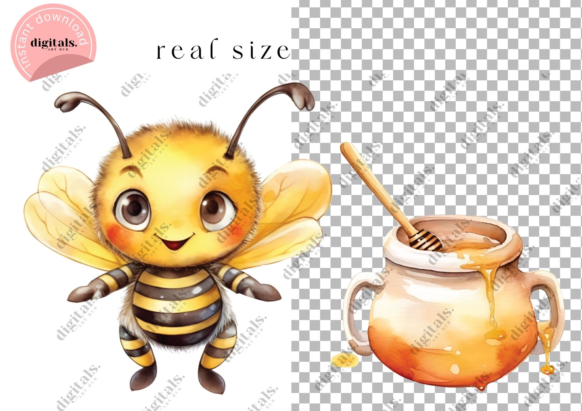 Watercolor Bee Clipart Cute Bees Clip Art PNG Instand - Etsy Australia