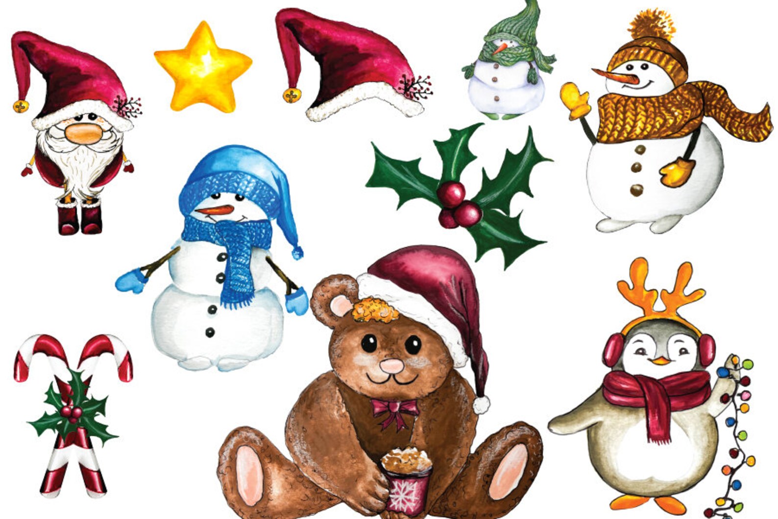 Christmas Clipart Watercolor Christmas Clip Art Christmas - Etsy