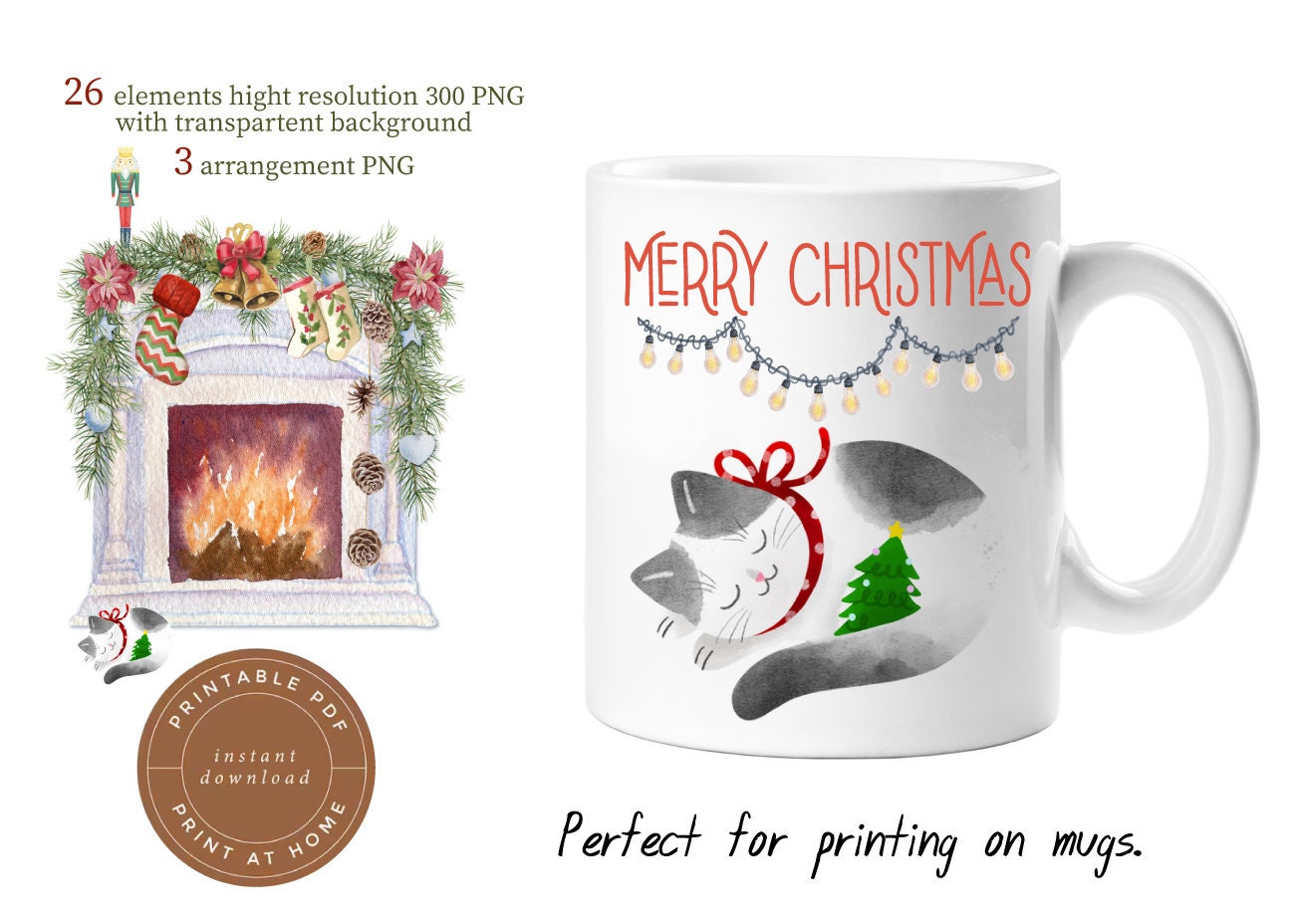 Christmas Watercolor Clipart Cozy Holy Christmas Watercolor - Etsy