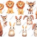 Watercolor Zoo Animals Clipart, Baby Animals Clip Art Illustration ...