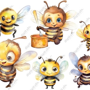 Watercolor Bee Clipart, Cute Bees Clip Art PNG, Instand Download ...