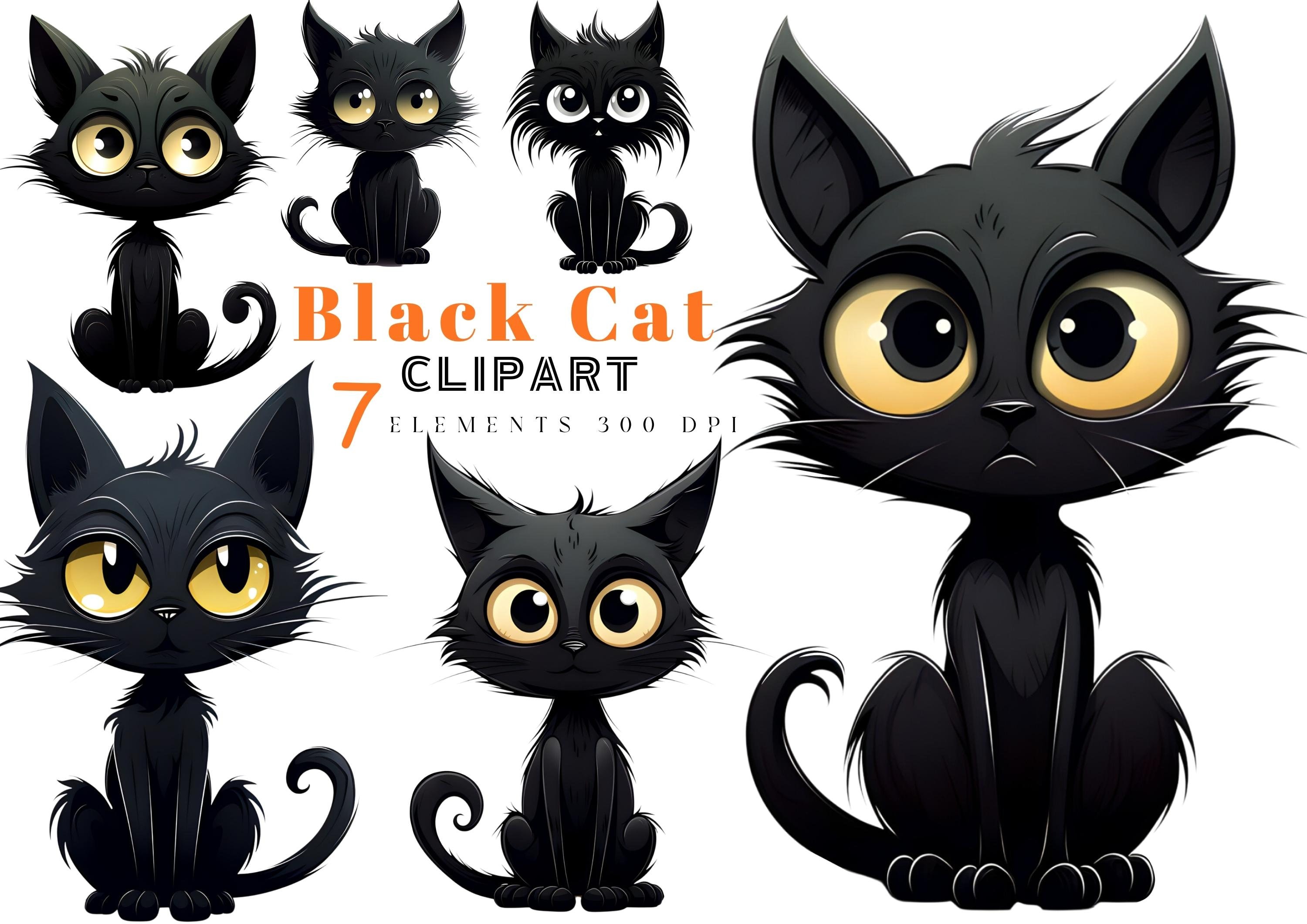 Black Cats Clipart Illustration Design, Spooky Black Cat Clipart ...