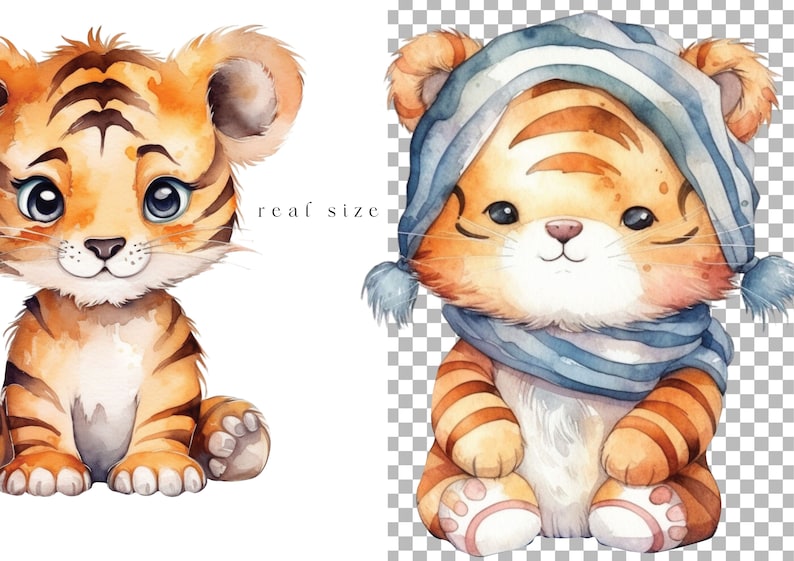 Watercolor Cute Tiger Clipart PNG Baby Tiger Clipart Cute - Etsy
