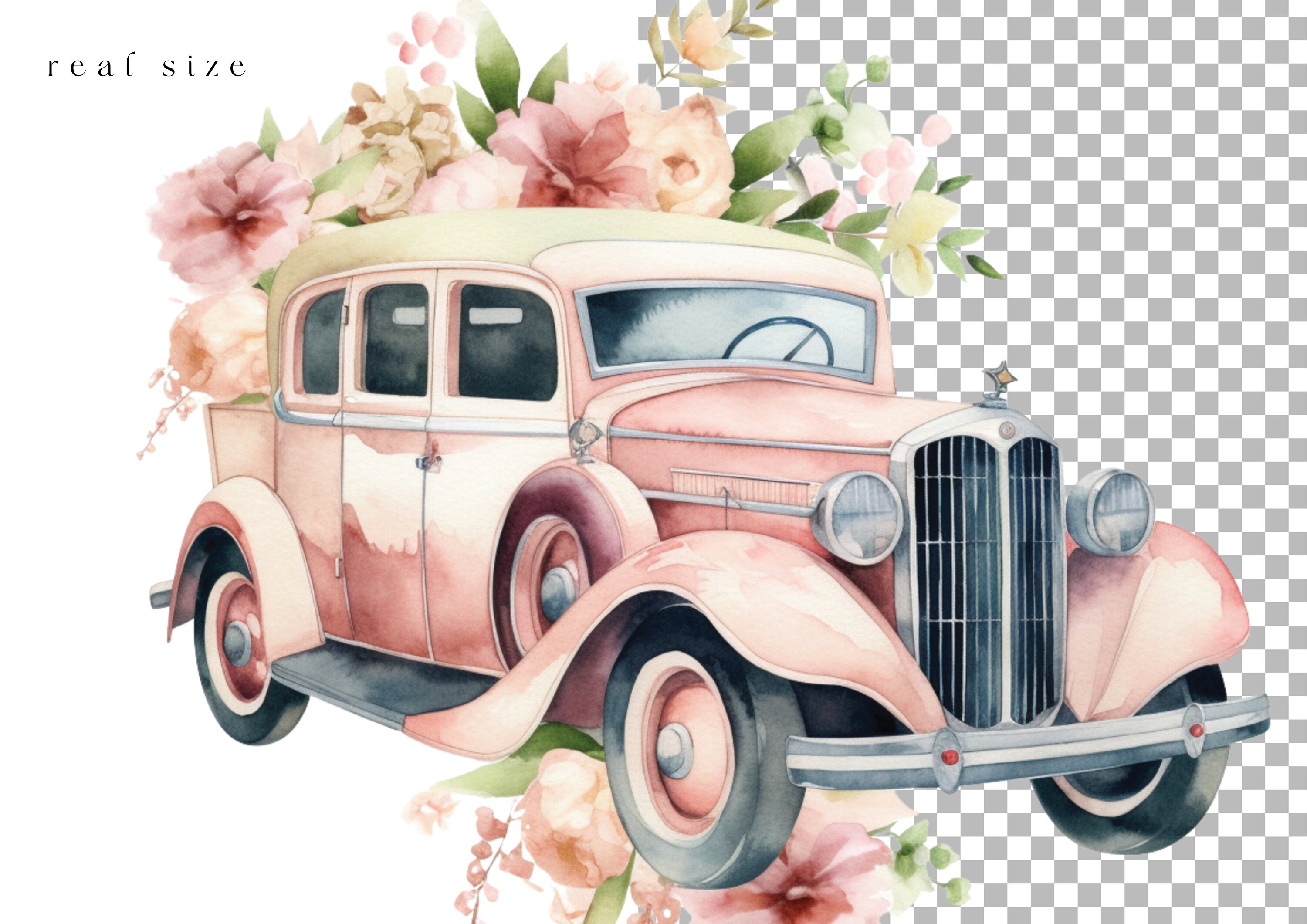 Watercolor Wedding Car Clipart Just Married Car Car Bundle - Etsy