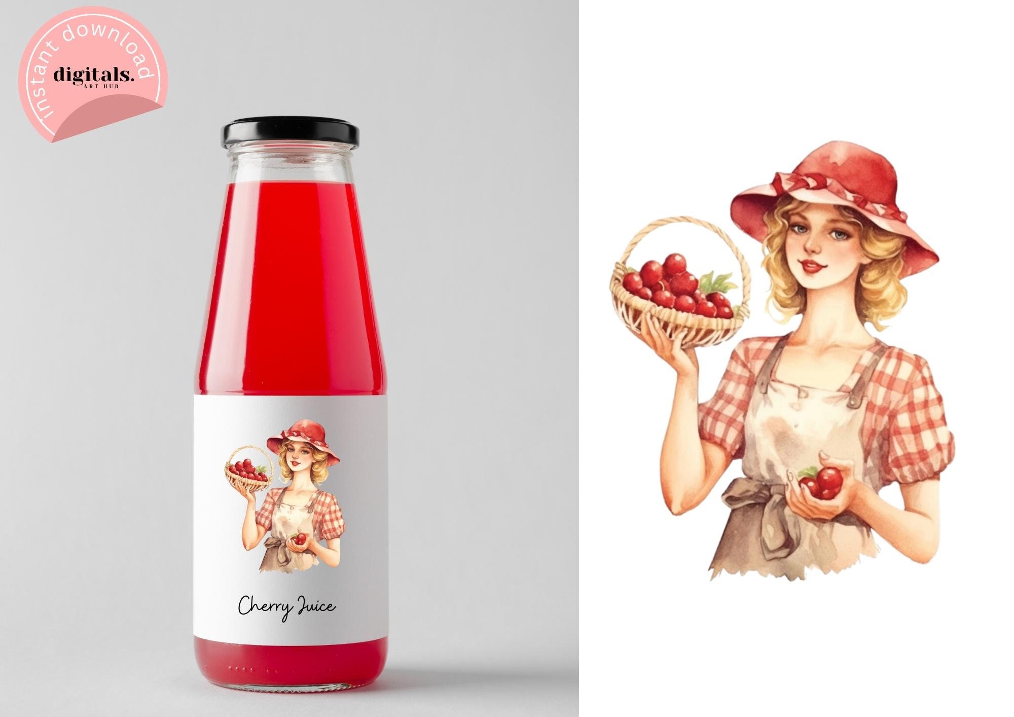 Watercolor Cherry Clipart, Red Fruit Clipart PNG, Instant Download ...