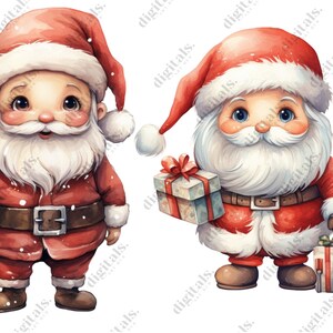 Cute Santa Claus Clipart, Christmas Characters Clipart, Xmas PNG ...