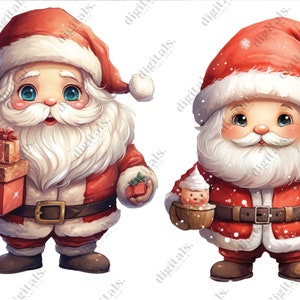 Cute Santa Claus Clipart, Christmas Characters Clipart, Xmas PNG ...