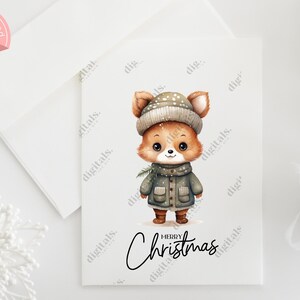 Cute Christmas Fox Clipart Bundle, Watercolor Winter Fox PNG, Woodland ...