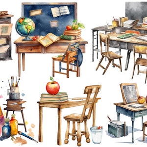 Watercolor Back to School Clipart, School Png Bundle for Creators ...