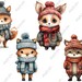 Cute Christmas Fox Clipart Bundle, Watercolor Winter Fox PNG, Woodland ...