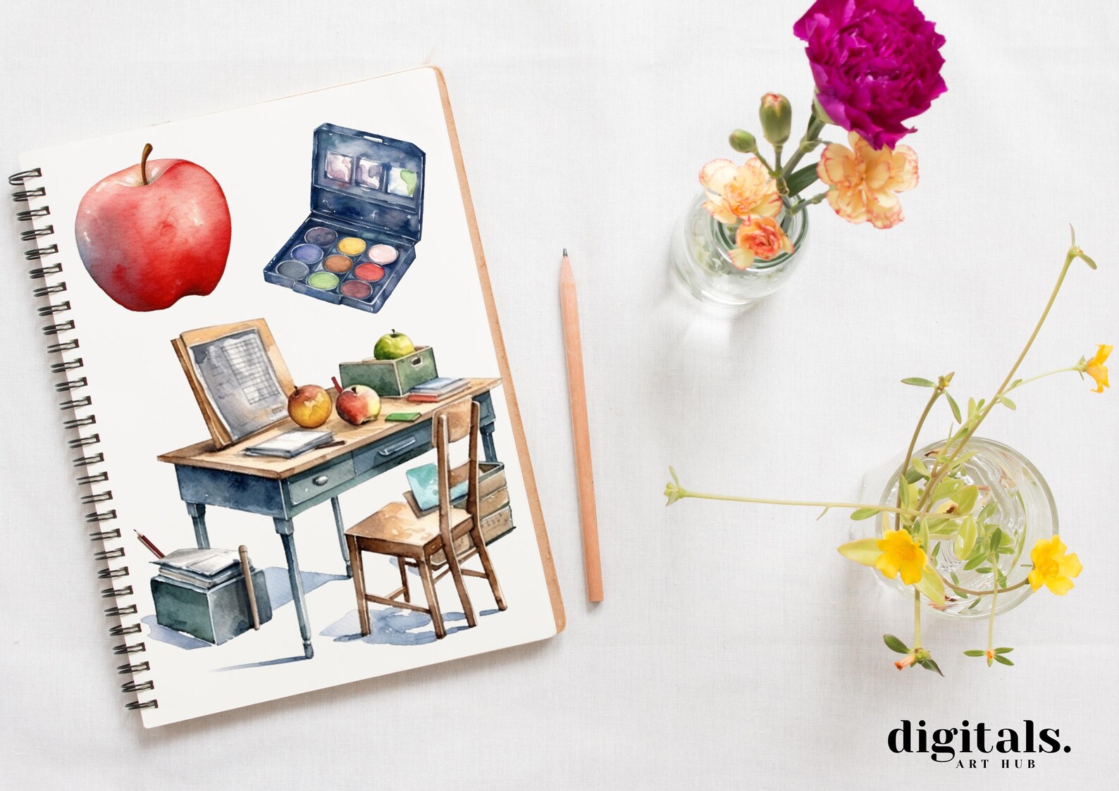 Watercolor Back to School Clipart School Png Bundle for - Etsy UK