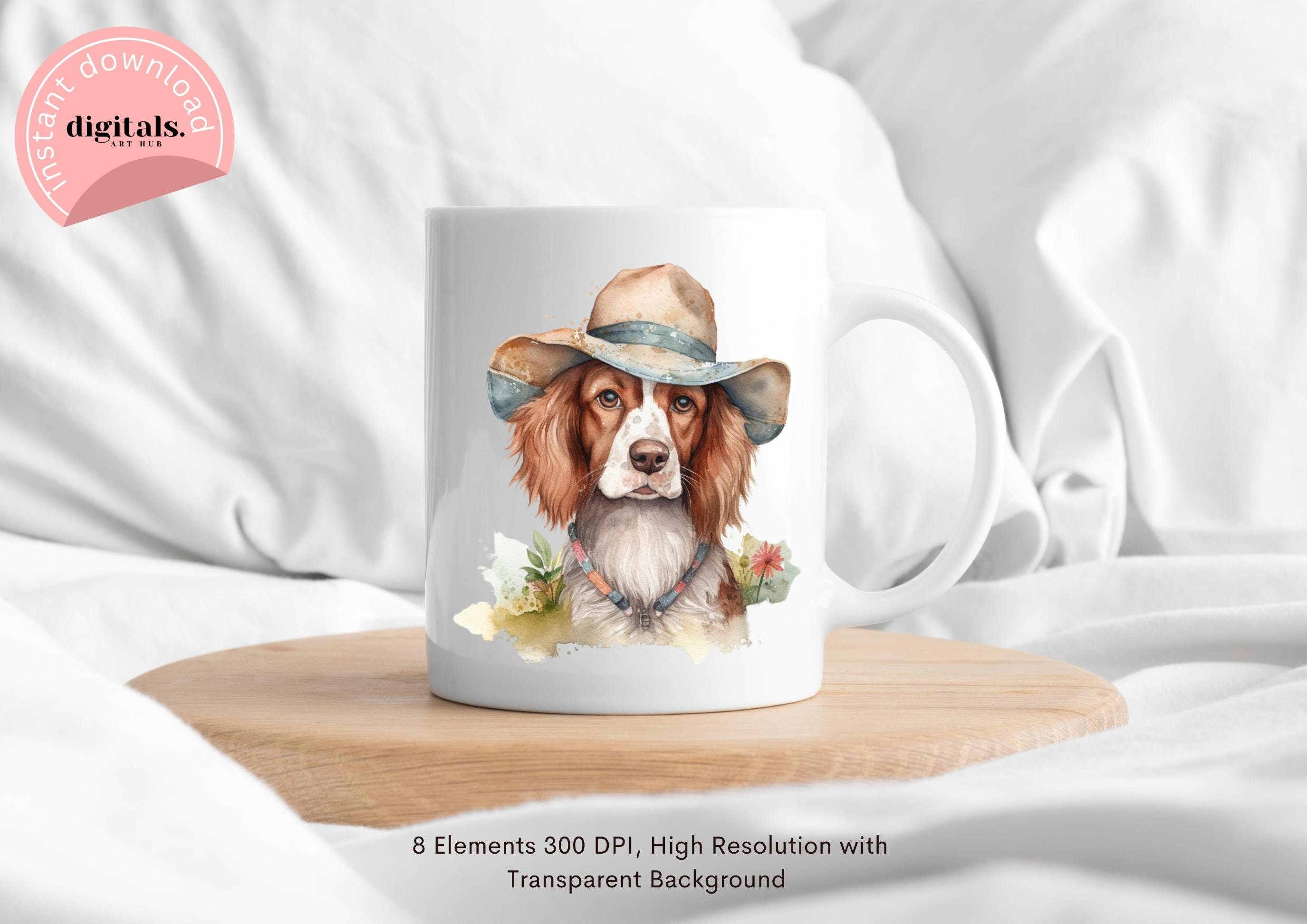 Watercolor Country Dogs Clipart PNG Western Dogs With Hats - Etsy