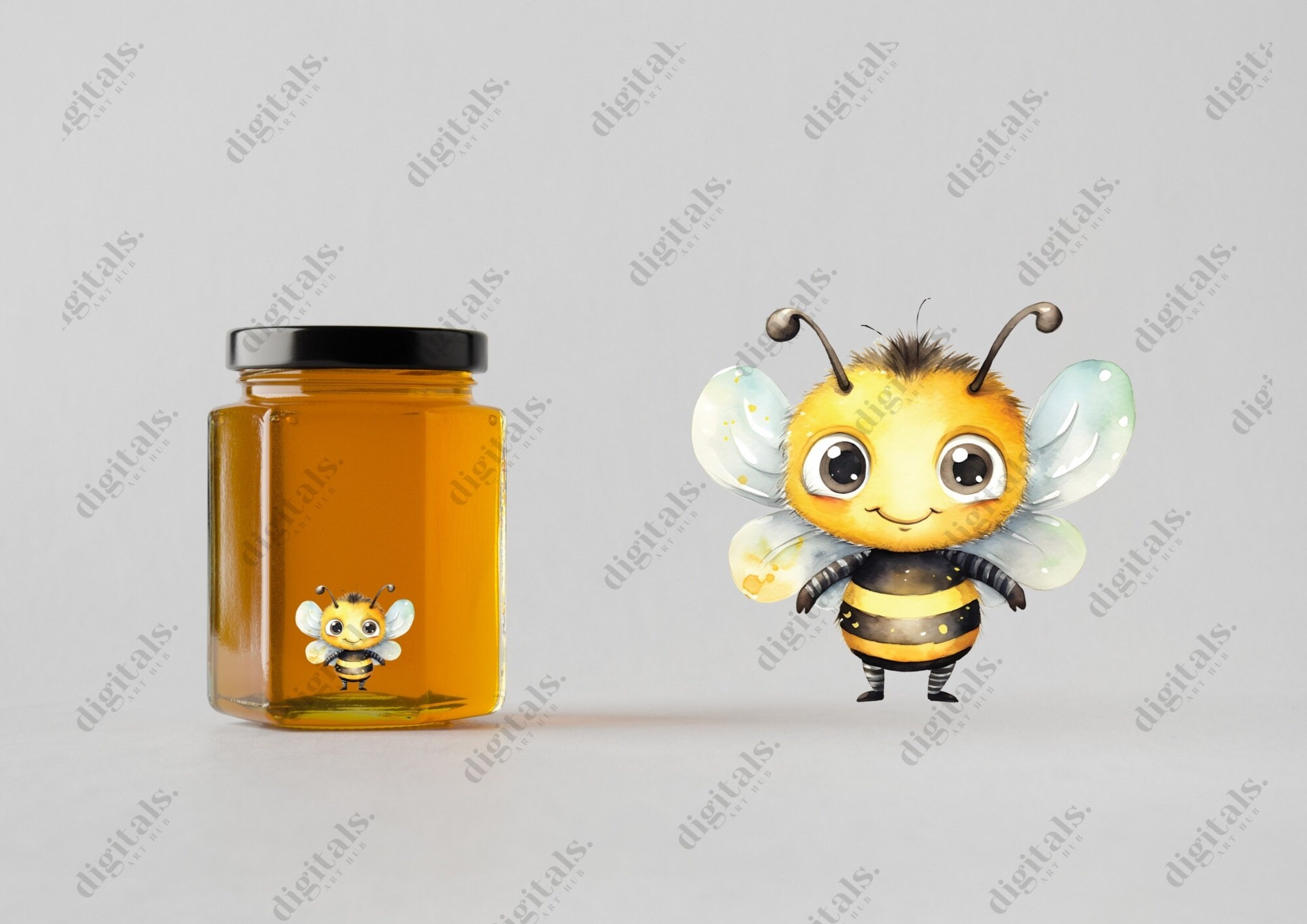 Watercolor Bee Clipart, Cute Bees Clip Art PNG, Instand Download ...