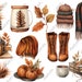 Watercolor Autumn Clipart, Cozy Fall Clipart Bundle, 53 PNG Watercolor ...