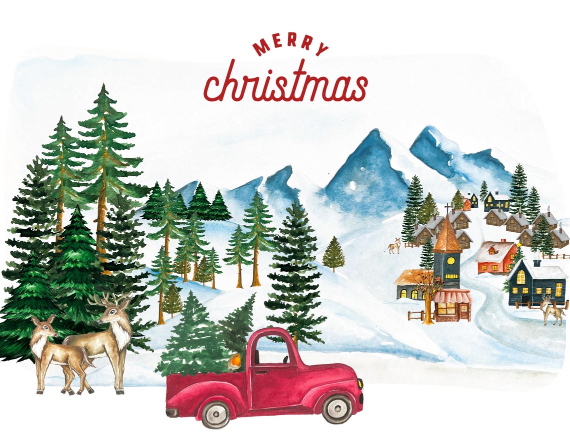 Watercolor Winter Clipart Christmas Clipart Christmas - Etsy