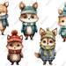Cute Christmas Fox Clipart Bundle, Watercolor Winter Fox PNG, Woodland ...