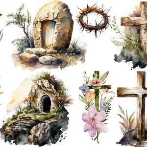 Watercolor Easter Crosses Clipart Jesus Easter Story Bible Clipart ...