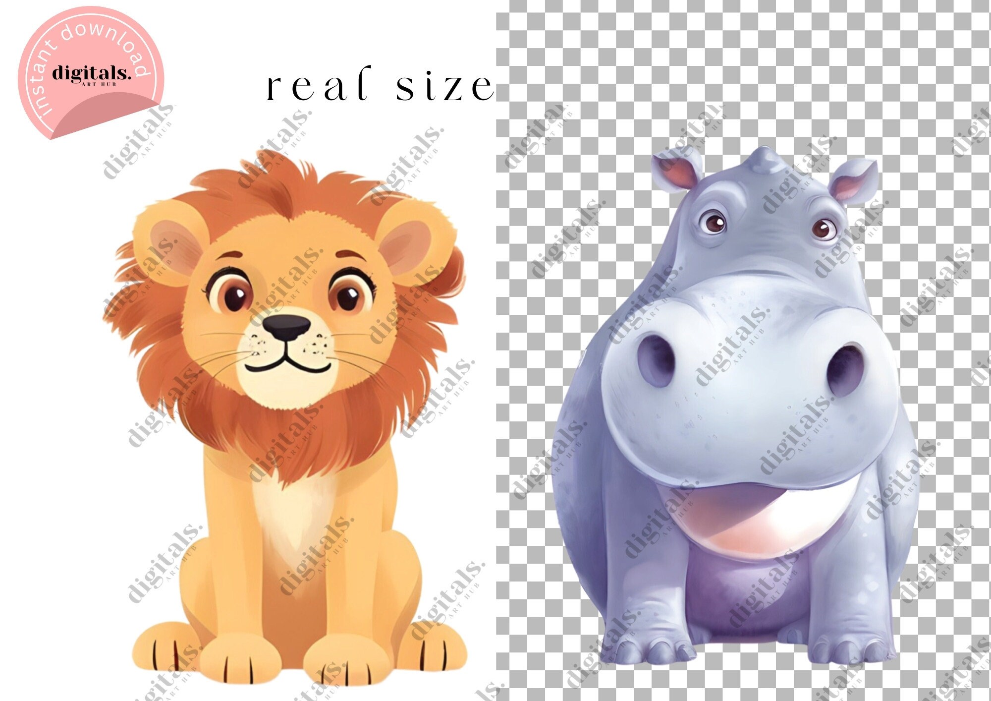Watercolor Zoo Animals Clipart Baby Animals Clip Art - Etsy