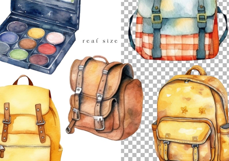 Watercolor Back to School Clipart, School Png Bundle for Creators ...