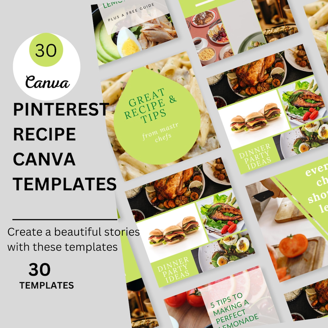 30 Pinterest Recipe Book Cover Template | Canva | Blogging Template ...