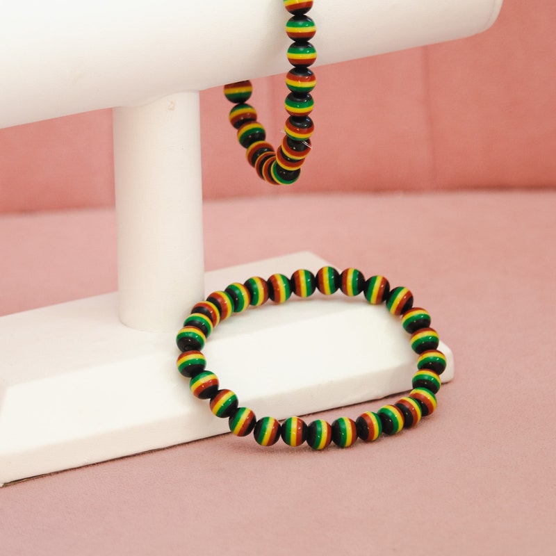 Rasta Bead Bracelet - Etsy