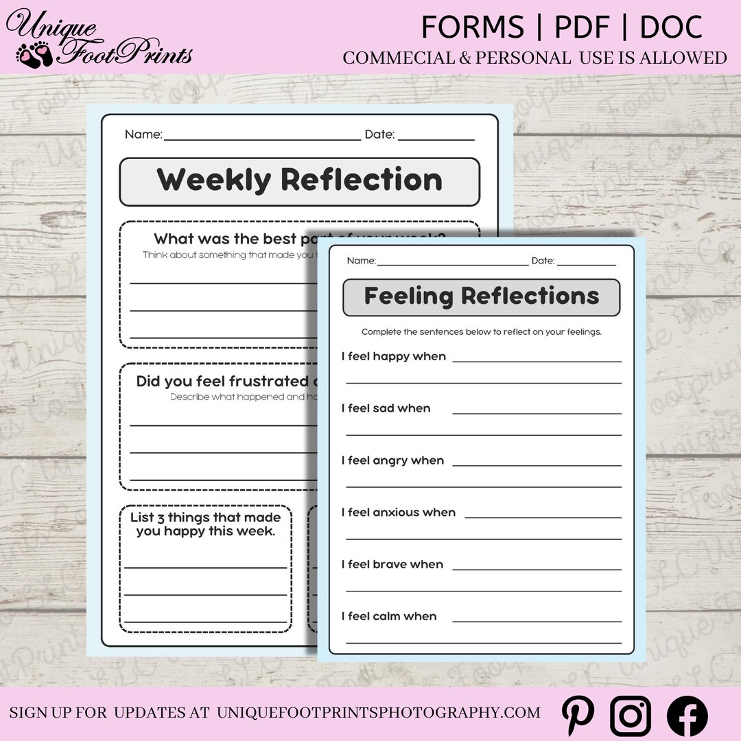 Behavior Reflection Worksheet -feelings Tracker for Kids - Editable PDF ...