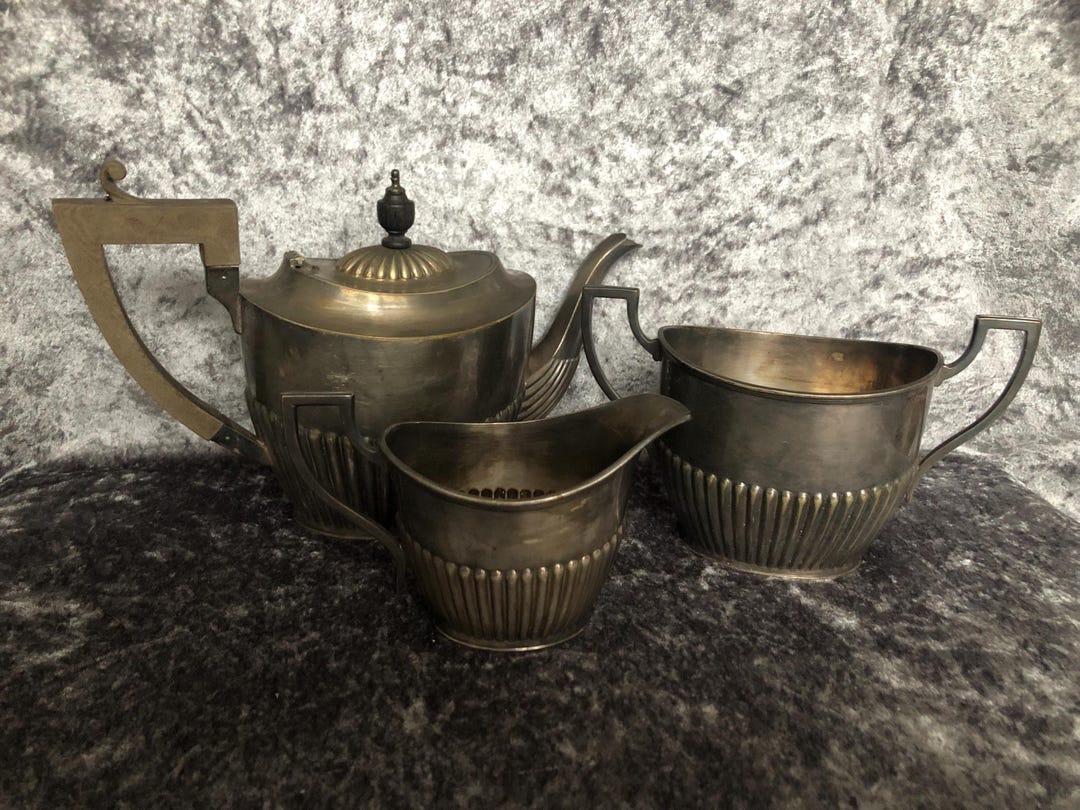 Teapot Set, Teapot, Jug and Sugar Bowl, Silver Plated Nickel - Etsy