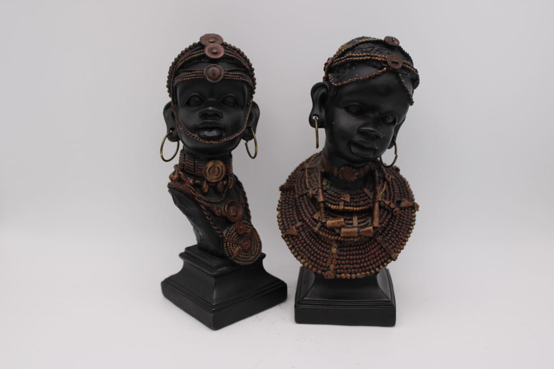 African Ladies Sculptured Resin Busts - Etsy