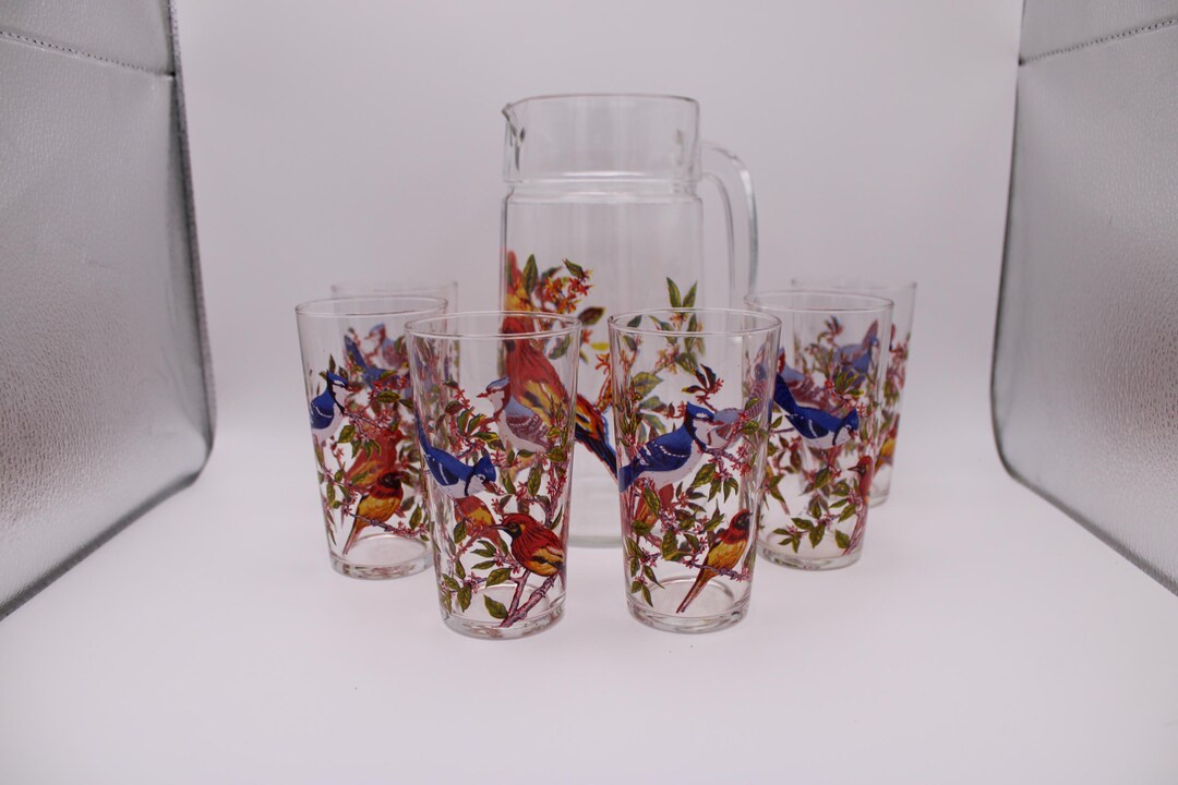 Glass Pitcher and Six Glasses French Vintage - Etsy