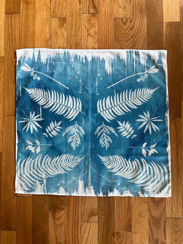 Cotton Cyanotype Bandana / Wall Hanging / Tea Towel - Etsy