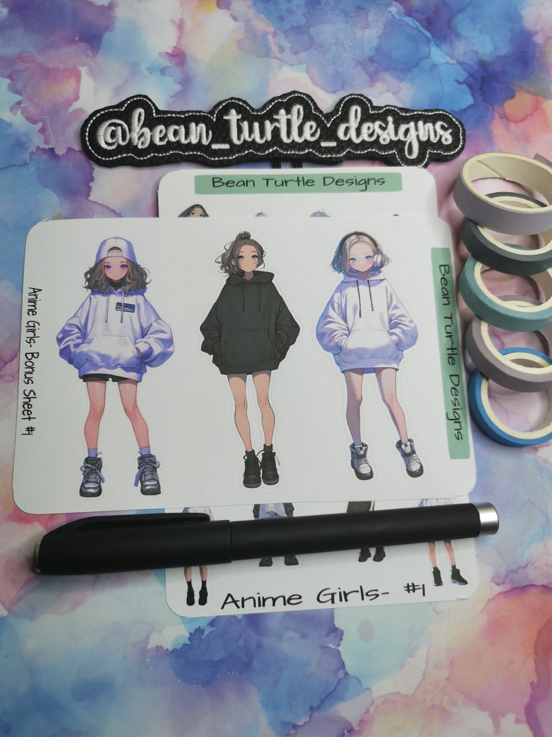 Anime Girls/ Anime Stickers/ Planner Decoration/ Planners/ Bean Turtle ...