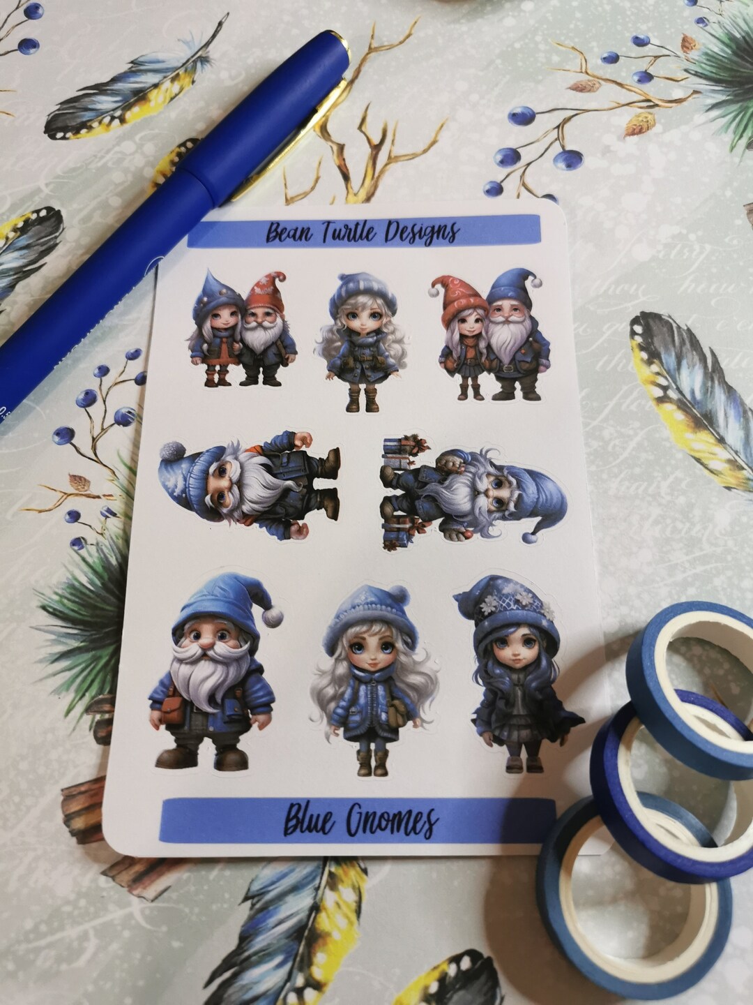 Gnomes/ Blue Gnomes/ Bean Turtle Designs - Etsy