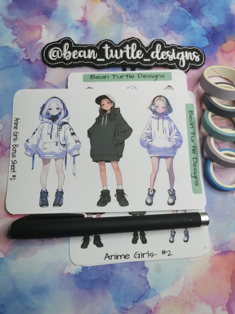 Anime Girls/ Anime Stickers/ Planner Decoration/ Planners/ Bean Turtle ...