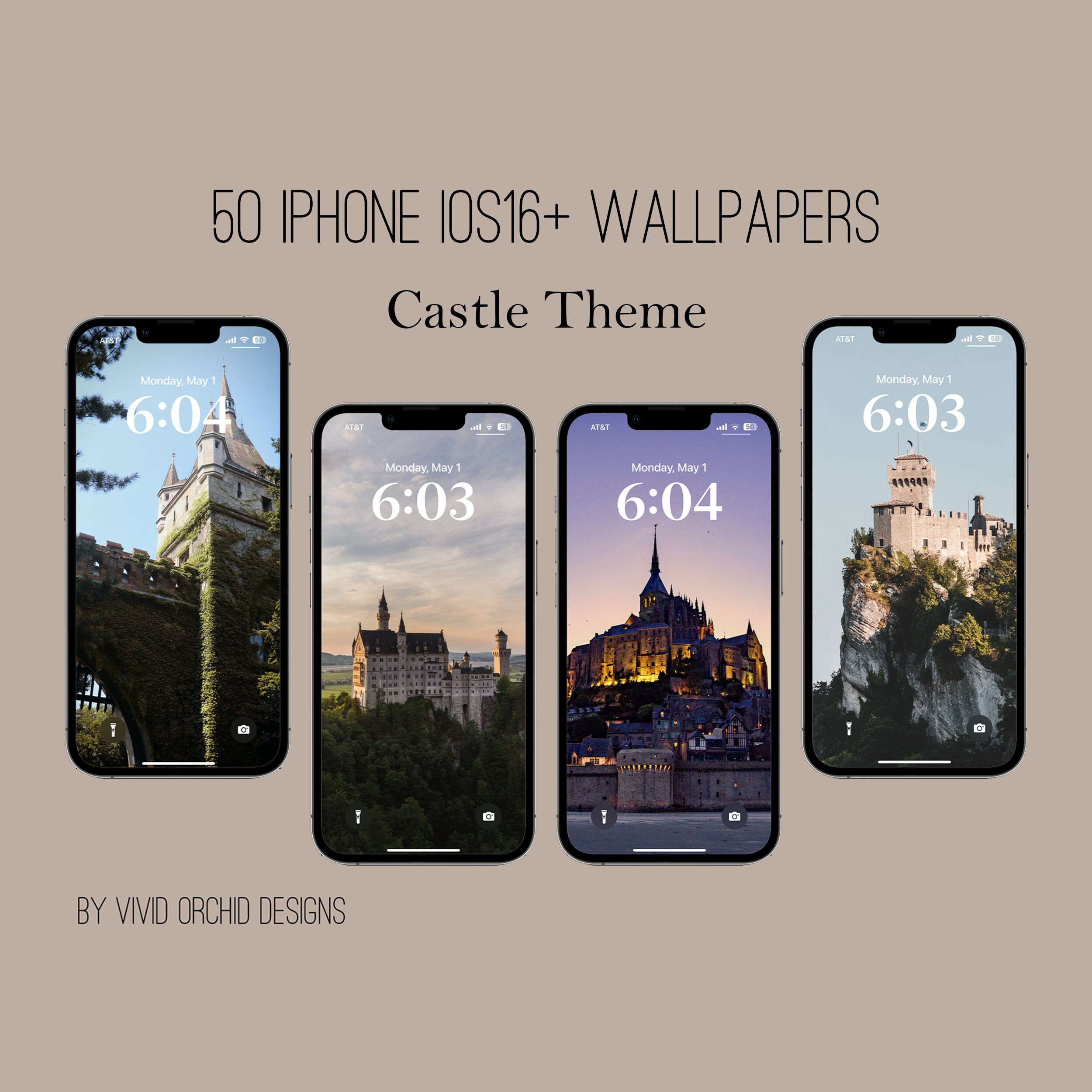 Castle iPhone Ios16 Wallpaper Bundle, Castle Lock Screens, 50 HD ...