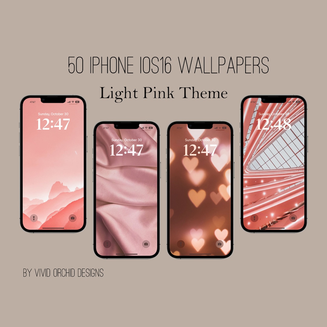 Light Pink iPhone Ios16 Wallpaper Bundle, Light Pink Lock Screens, 50 ...