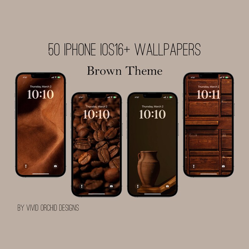 Brown iPhone Ios16+ Wallpaper Bundle, Brown Lock Screens, 50 HD ...