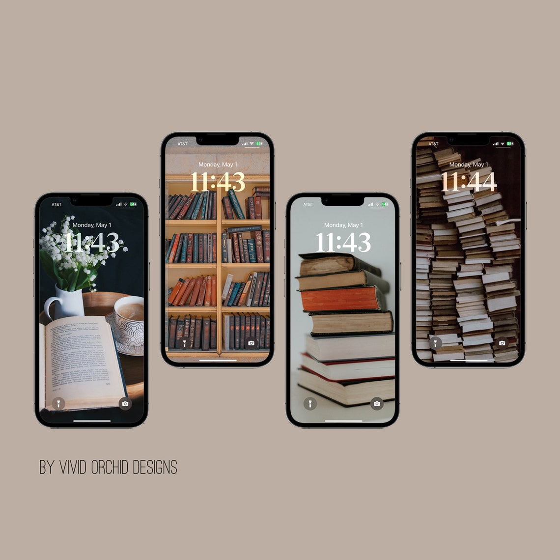 Books iPhone Ios16+ Wallpaper Bundle, Book Lock Screens, 50 HD ...