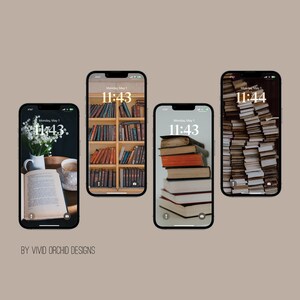 Books iPhone Ios16+ Wallpaper Bundle, Book Lock Screens, 50 HD ...