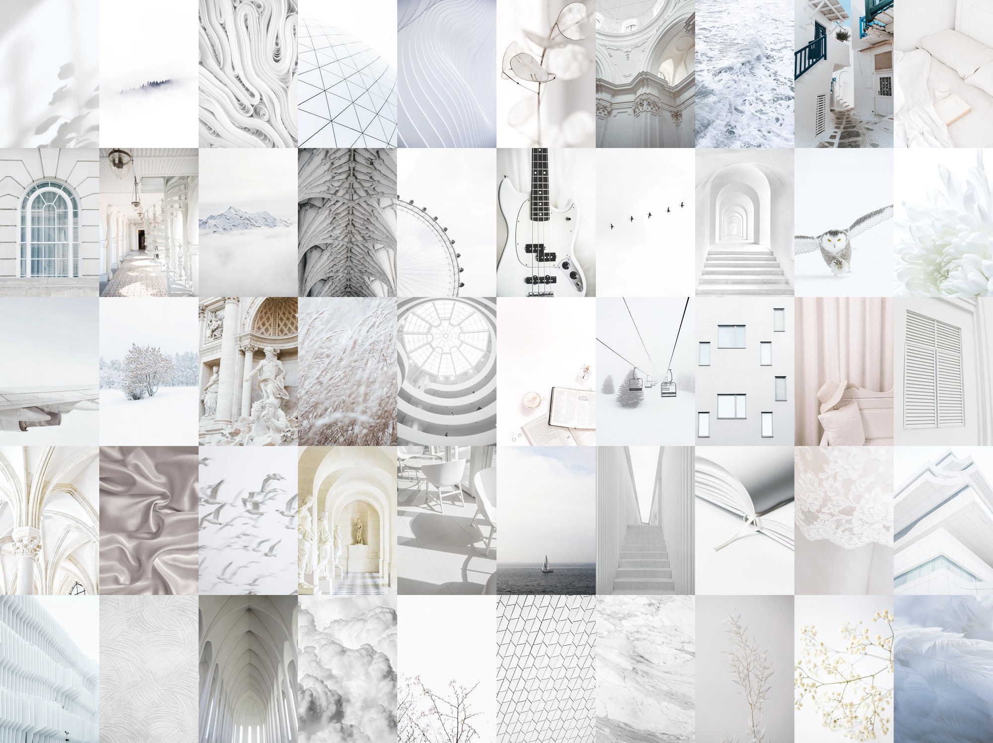 White Wall Collage, Printable Wall Collage, 50 Pieces, 4x6 Inch Images ...
