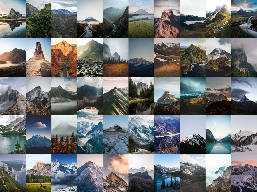 Mountains Wall Collage, Printable Wall Collage, 50 Pieces, 4x6 Inch ...