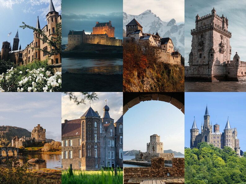 Castle Wall Collage, Printable Wall Collage, 50 Pieces, 4x6 Inch Images ...
