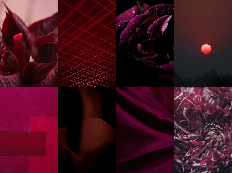 Maroon Wall Collage, Printable Wall Collage, 50 Pieces, 4x6 Inch Images ...