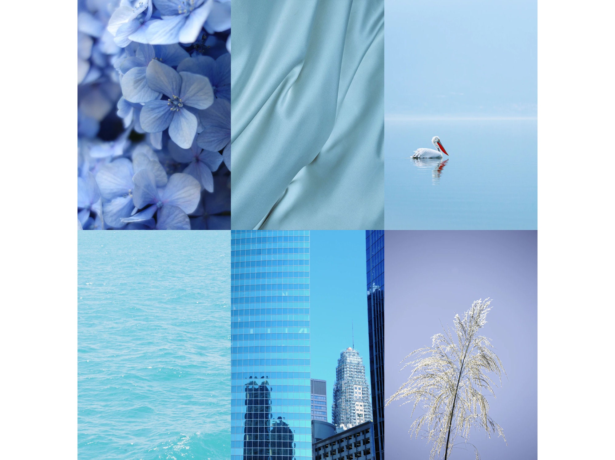 Light Blue Printable Wall Collage, 50 Pieces, 4x6 Inch Images, Digital ...