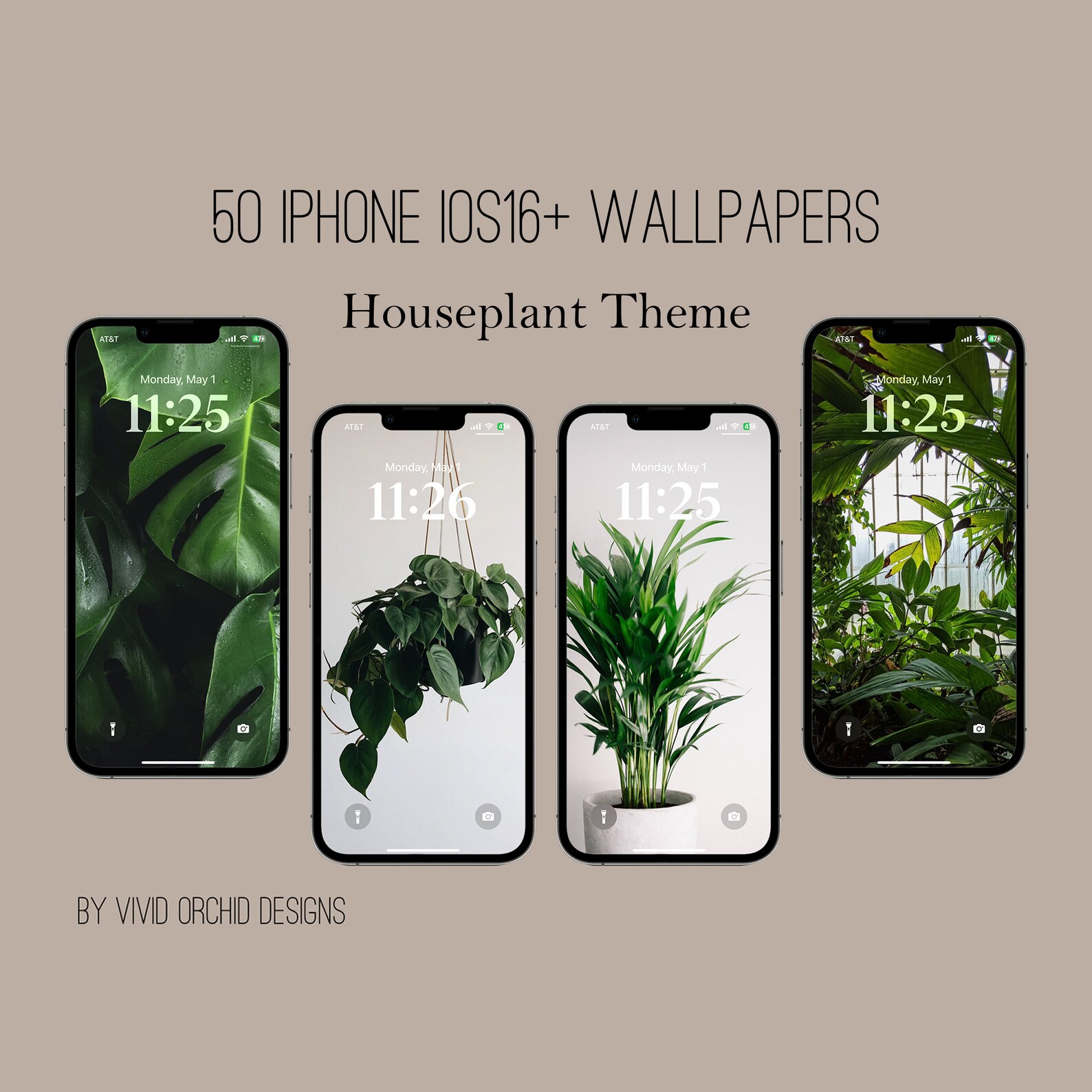 Houseplants iPhone Ios16+ Wallpaper Bundle, Houseplant Lock Screens, 50 ...