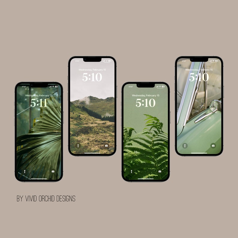 Sage Green iPhone Ios16+ Wallpaper Bundle, Green Lock Screens, 50 HD ...