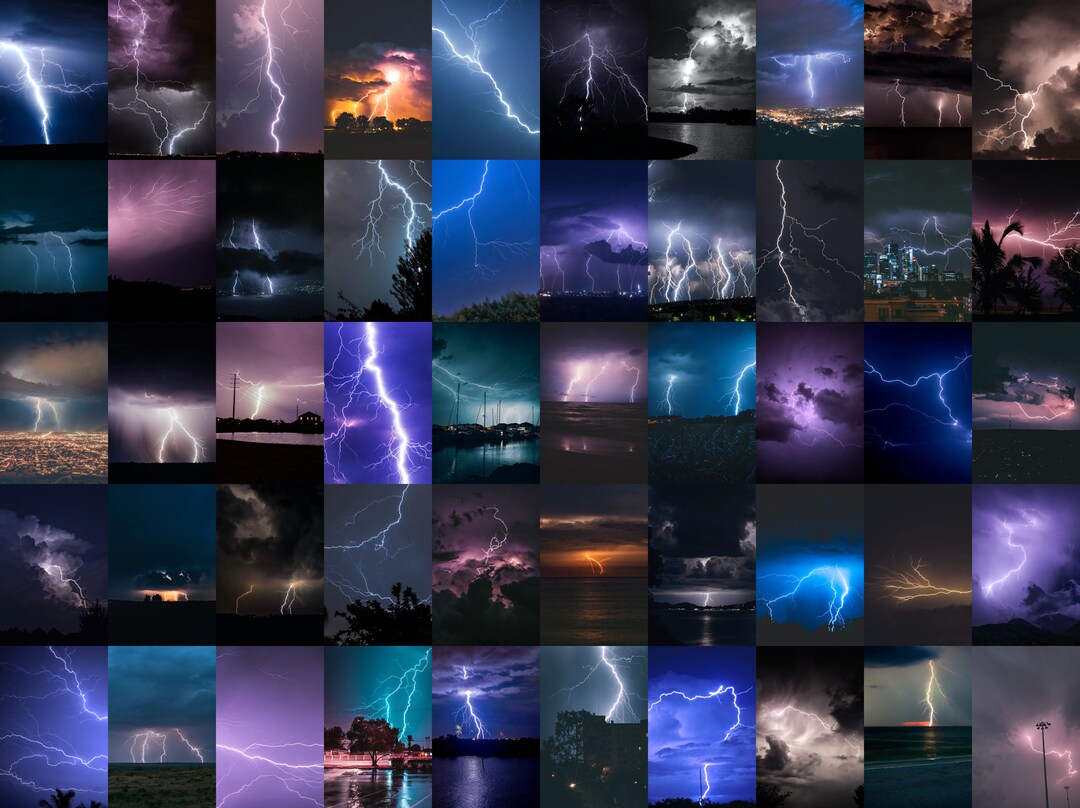 Lightning Wall Collage, Printable Wall Collage, 50 Pieces, 4x6 Inch ...